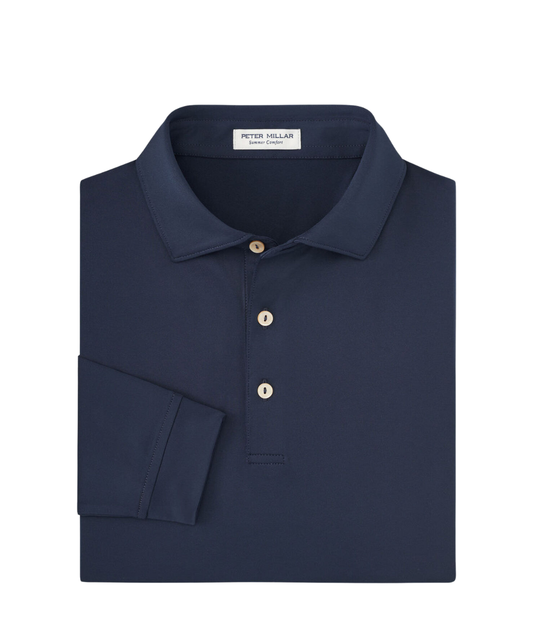 2025 Peter Millar Men's Solid Stretch Jersey Long Sleeve Polo - Navy ...